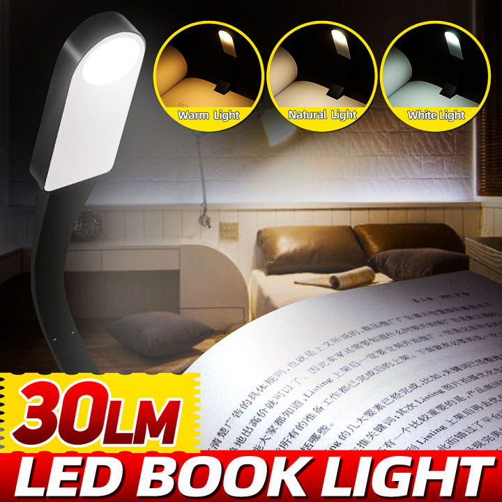 Mini LED Book Chic Clip On Reading Light Dimming Bed Night Lamp ...