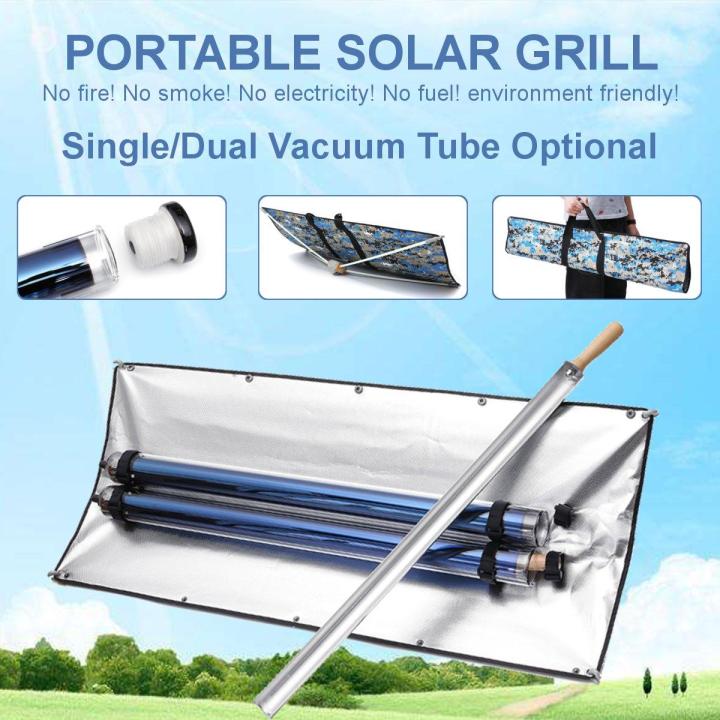 Single/Dual Portable Solar BBQ Grill Camping Oven Fuel Free Stove ...
