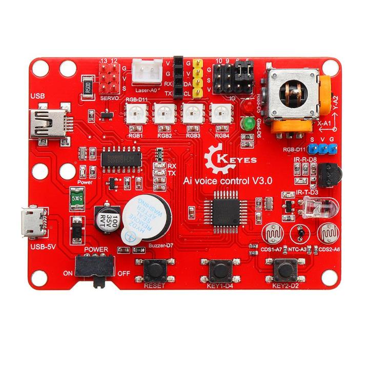 KEYES Tools DIY Ai Voice Control Module V3.0 CH340 ATMEGA328P-AU 5V 2A ...