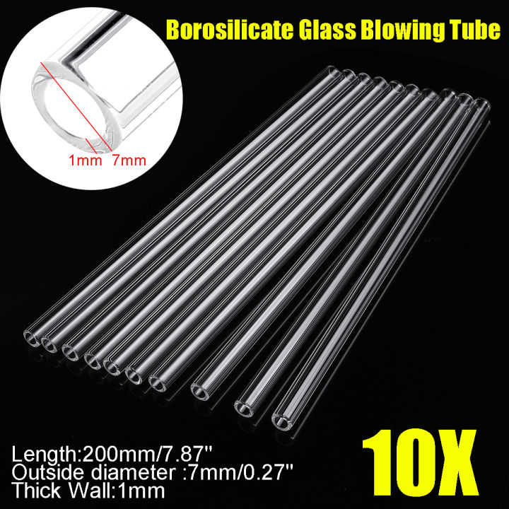 10Pcs 200mm OD 7mm 1mm Thick Wall Borosilicate Glass Blowing Tube ...