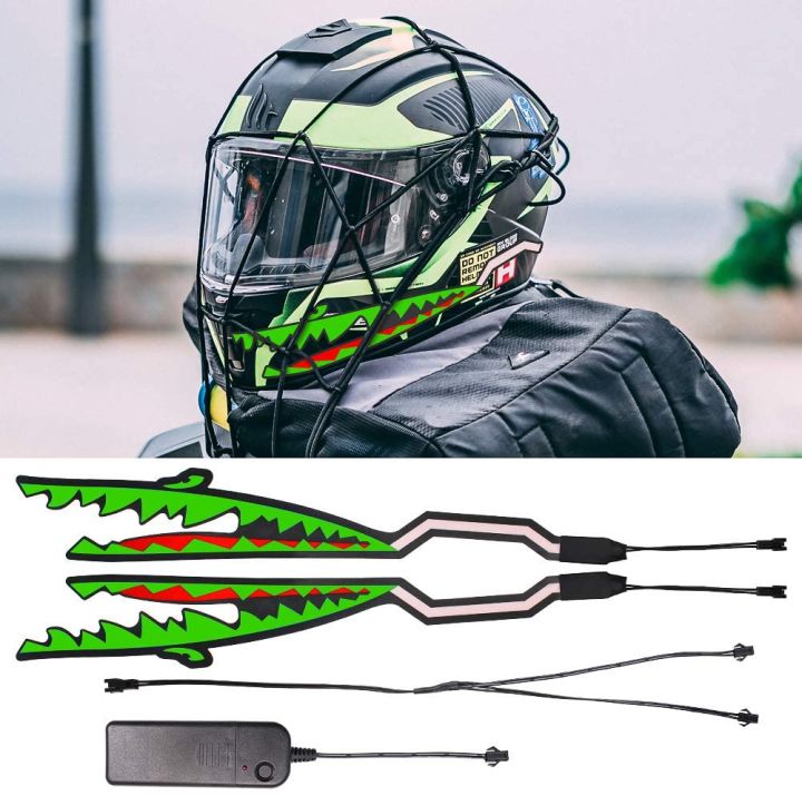 A pair of Motorcycle Helmet Shark Mouth Light Strip LED Night Signal ...
