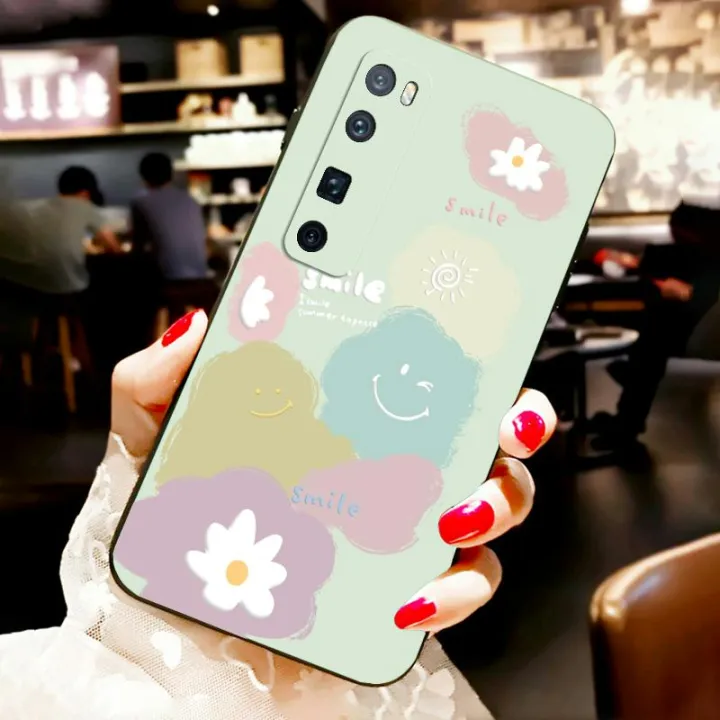 For Huawei Nova 7 Pro Back Cover Case Fashion Big Wave Flower Square ...