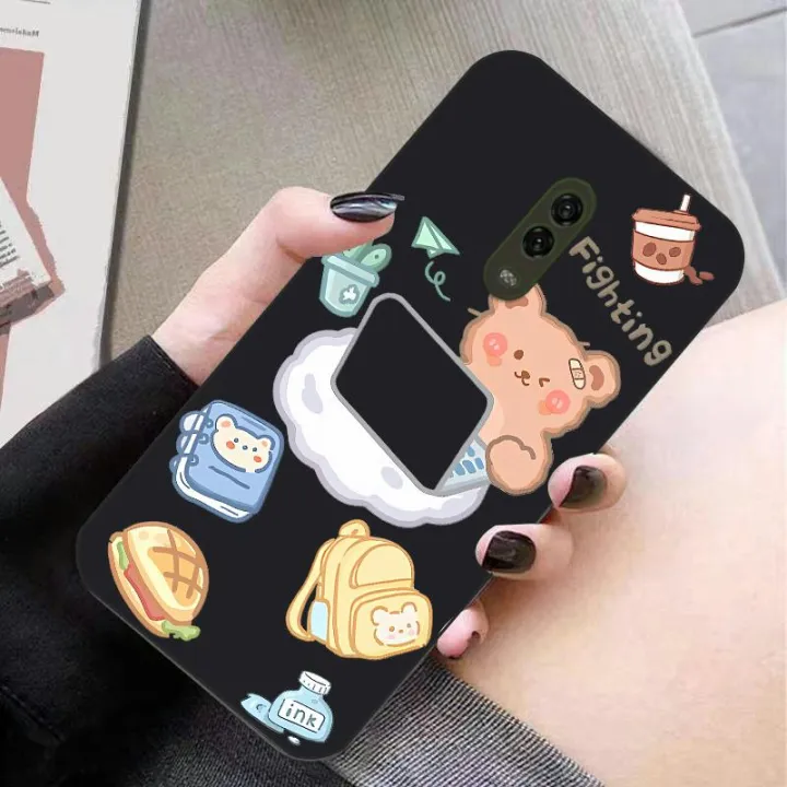 For OnePlus 6T Back Cover Case Fashion Computer Bear Square Frame Soft ...