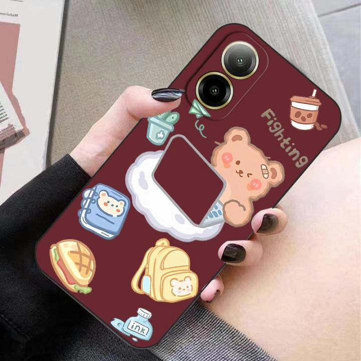 For Realme C67 4G Back Cover Case Fashion Computer Bear Square Frame ...
