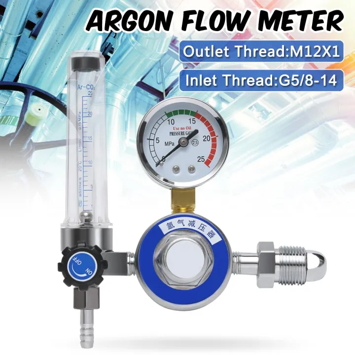 Argon CO2 Pressure Tools DIY Gas Mig Tig Flow Meter Regulator Welding ...