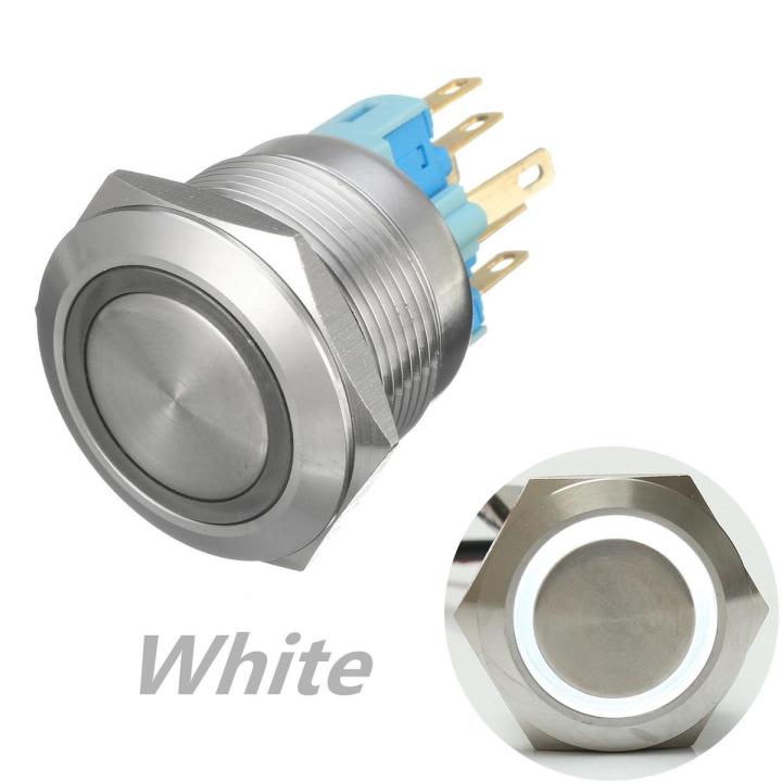 12V 6 Pin 22mm LED Light Angle Eye Flat Head Push Button Momentary ...
