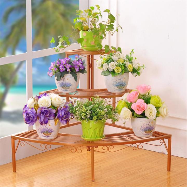 3 Tier Corner Metal Flower Pots Rack Plant Shelf Step Ladder Display ...