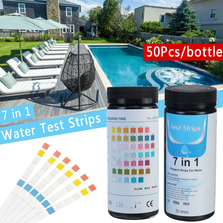 50Pcs 7in1 Water Test Strips Kit Swimming Pool/Aquarium Fish Tank SPA ...
