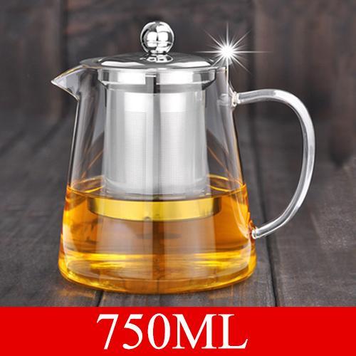 Clear Glass Teapot Stainless Infuser & Lid Steeping Tea Flower Tea Pot ...