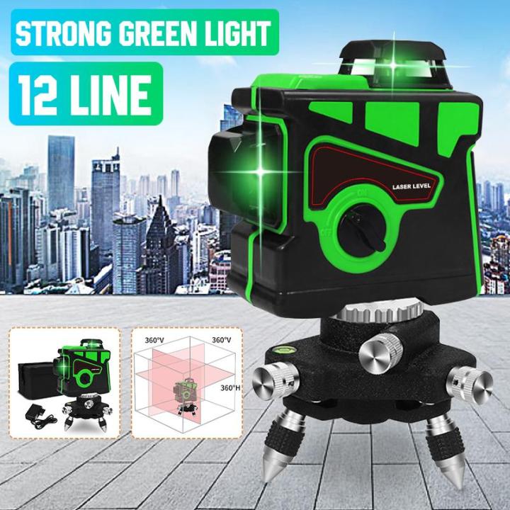 12 Line HOT SELL 3D Laser Level Measure Self-leveling Strong Green ...