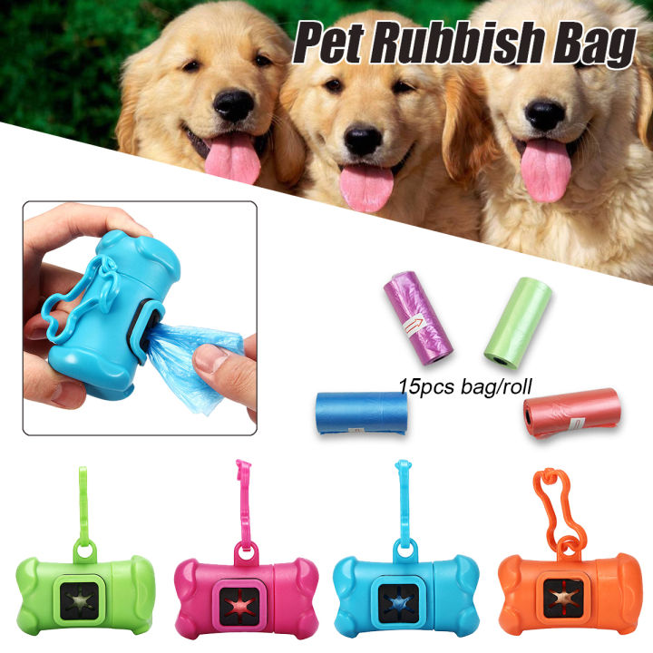 15 Pcs/Bag or Roll Portable Pets Rubbish Clean Bags Dog Poop Waste Bag ...