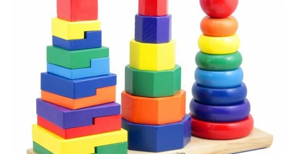 Montessori Rainbow Tower Geometric Tower Educational Toys Jenga ...