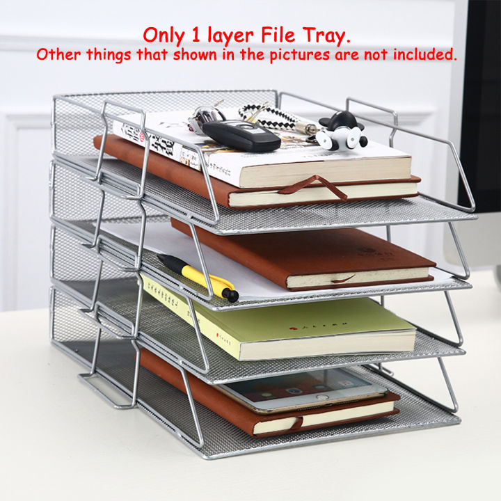 4 Layers New Metal Document Trays Desktop Stackable Letter Trays File ...