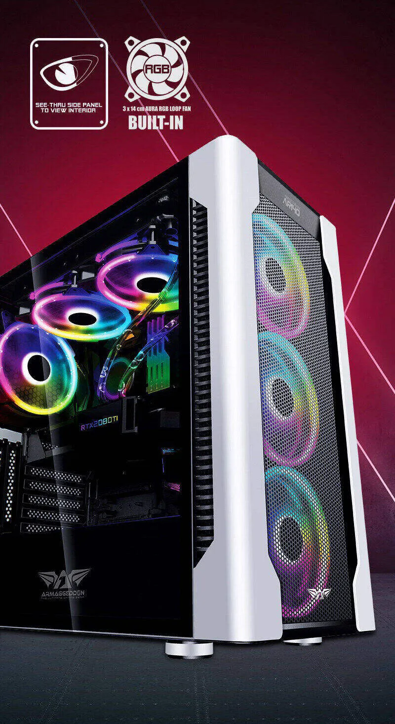 Armaggeddon Airstream AR140 E-ATX Gaming PC Case See Thru Side Panel ...