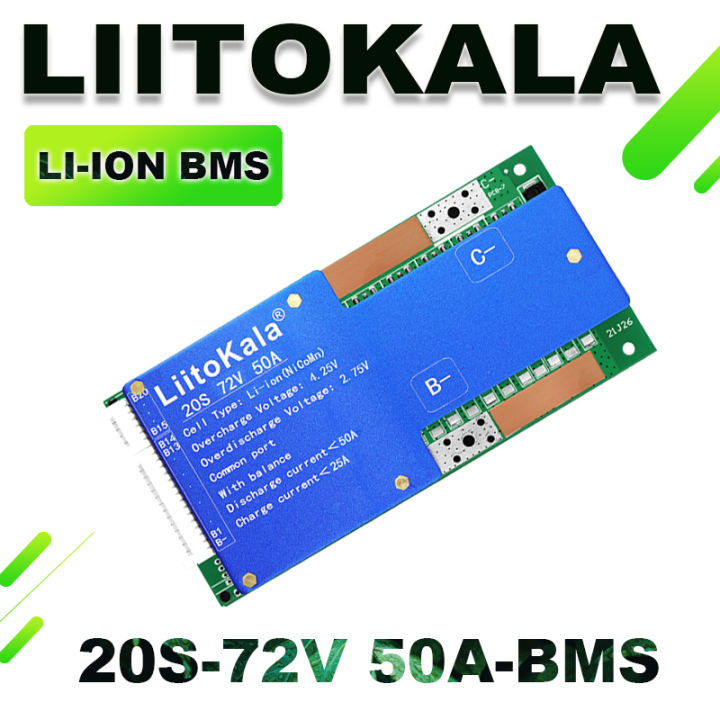 LiitoKala 20S-72V50A-BMS Balance Board 50A LiFePo4 Battery Pack with Drop Protection NTC 60V 72V ...