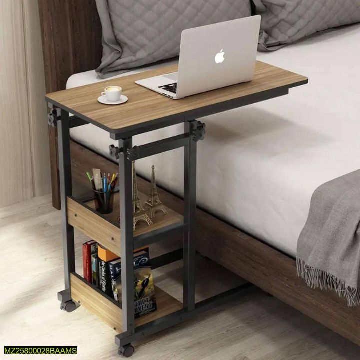Wooden Adjustable Laptop Side Table For Sofa And Bed | Daraz.pk