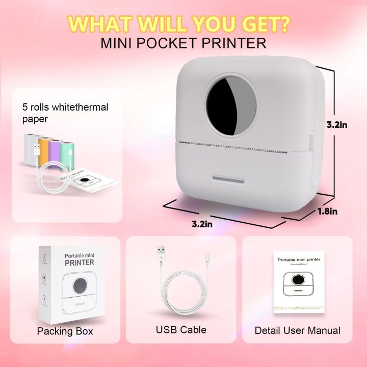 [Mini Portable Printer] Mini Portable Thermal Printer | 13 Rolls ...