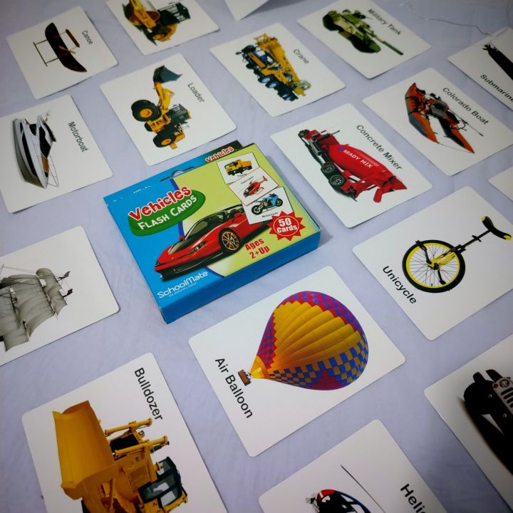 50 Vehicles Flash Cards For Kids | Vehicles Flash Cards | Colorful ...