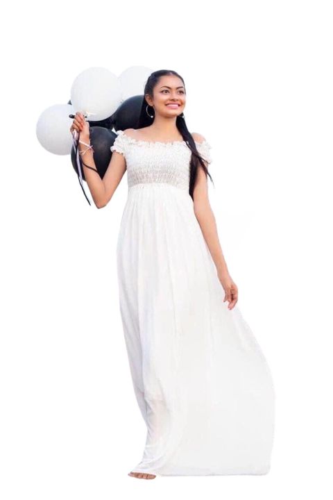 Geogatte Solid White Pre Shoot Frock | Daraz.lk
