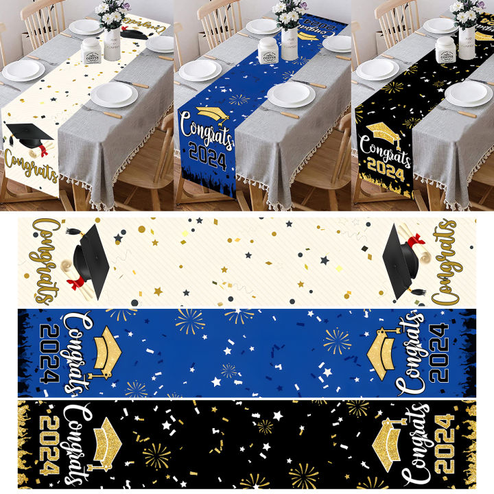 Happy Graduation Table Runner 2024 Congrats Grad Table Cloth Banner ...