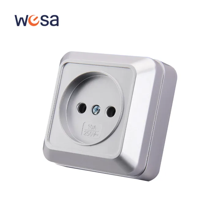 WESA Silvery Wall Surface Socket Plug Europe Exterior Electrical ...