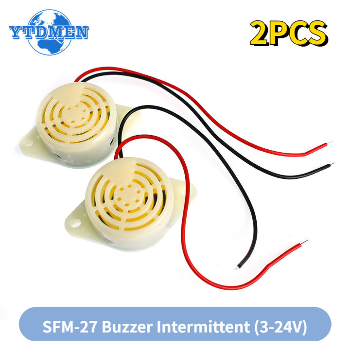 2pcs SFM-27 Intermittent Beep High-decibel Active Buzzer DC 3-24V 12V ...