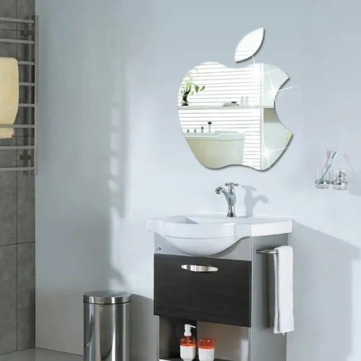 Apple shaped sticker mirror 10×10 inches size | Daraz.pk