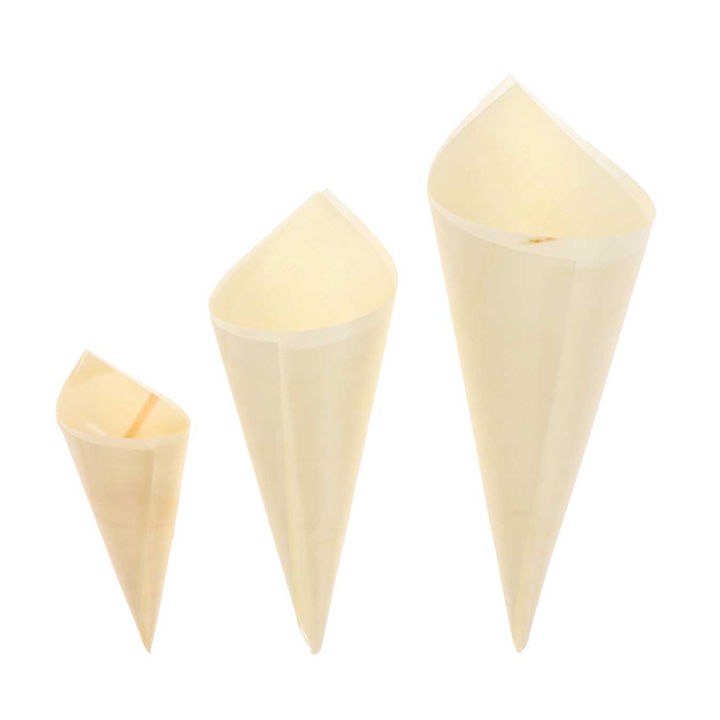 50pcs Cones Candy Boxes Disposable Wood Appetizer Cones Biodegradable ...