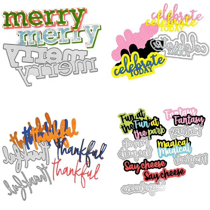 Festival Merry Tankful Celebrate Words Cutting Dies Phrase Sentiments ...