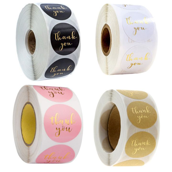 500pcs Round Labels Kraft Paper Thank You Sticker Dragees Candy Bag ...