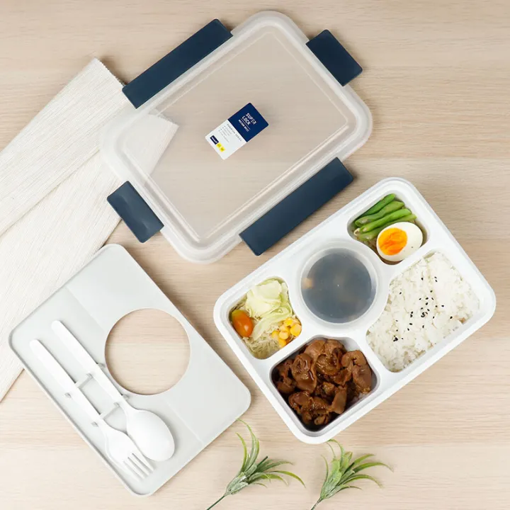 5 compartments rice box with spoon, portable rice box, plastic rice box ...