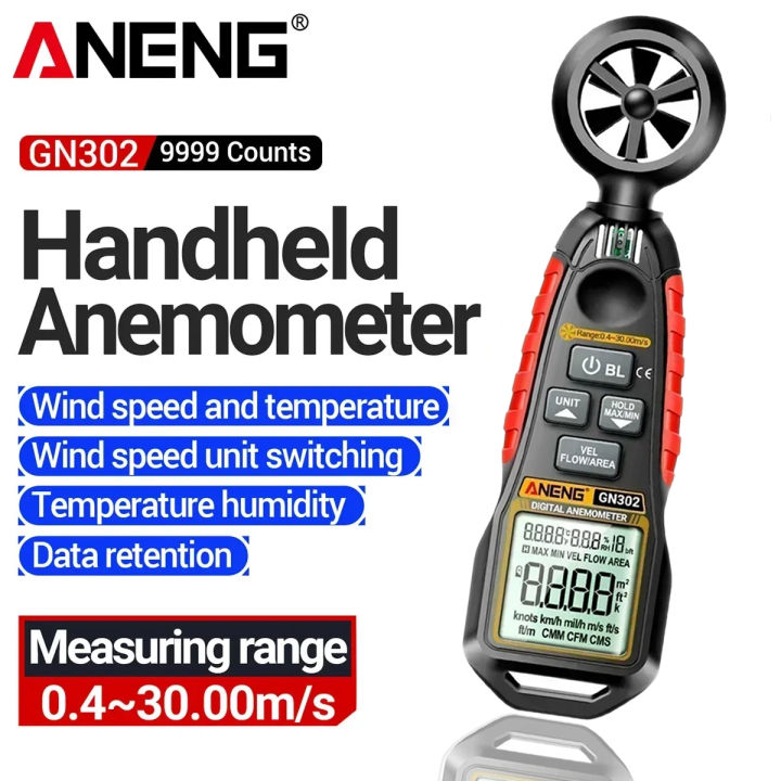 Digital Anemometer 0.4~30m/s ANENG GN302 Handheld wind speed meter ...