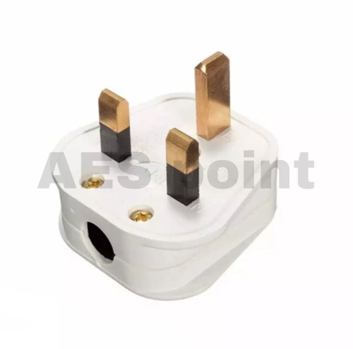 Fused 13A 3 Pin Flat Plug Premium Quality White Connector Cord Adapter ...