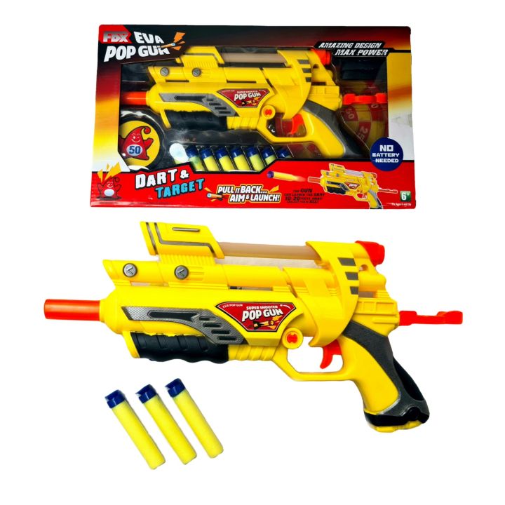 Eva Pop Gun - Foam Blaster Toy Gun with 8 Soft Dart Bullets, Soft Dart ...