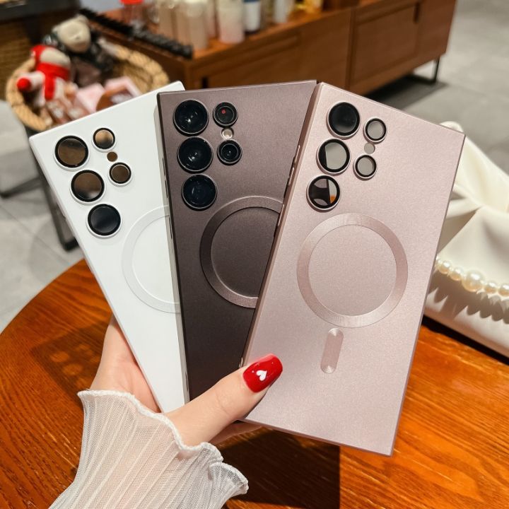 For Magsafe Metallic Paint Soft Case For Samsung S25 S24 S22 S21 S23 Ultra Plus FE A56 A36 A26 ...