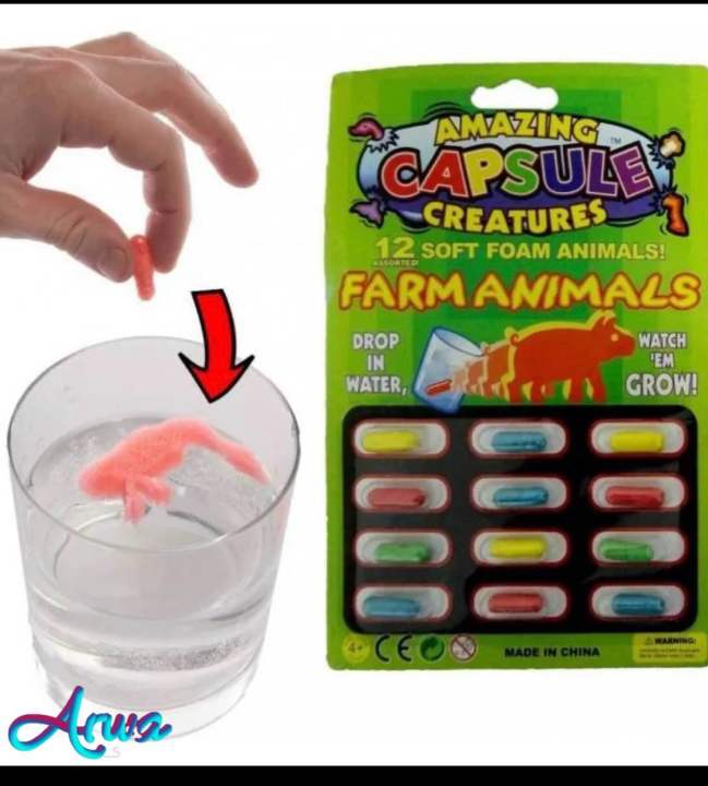 AMAZING CAPSULE ANIMALS - 2pc - Warm Water Growing Animal Capsule Toy ...