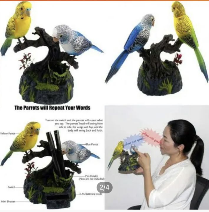Tipmant Talking Parrots Birds Electronic Pets Office Home White ...
