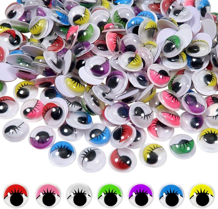 100pcs Plastic Googly Eyes with Eyelashes Wiggle Eye Self Adhesive ...