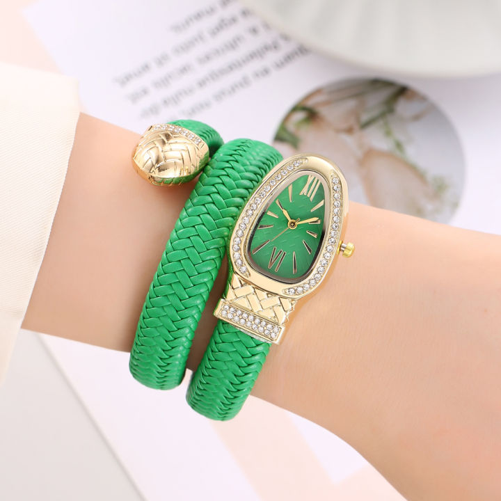 1 pcs/set of women's snake shaped watch bracelet set with full diamond ...