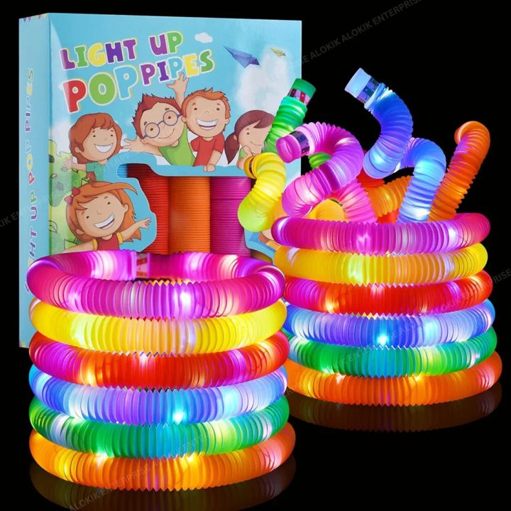 Led Light Pop Tube Toy Stretchy Bendable Pipe Toy Fidget Pop Toy Fidget ...