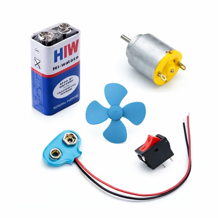 DIY Mini DC Motor Fan Kit with 9V Battery | School Science Project ...