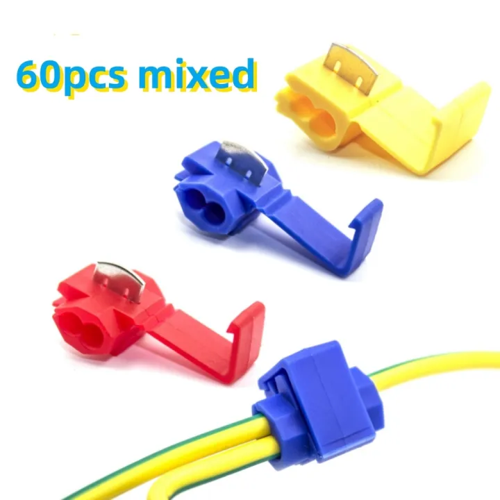 60PCS Quick Splice Wire Connectors 22-10 AWG Lock Snap Electrical Wire ...