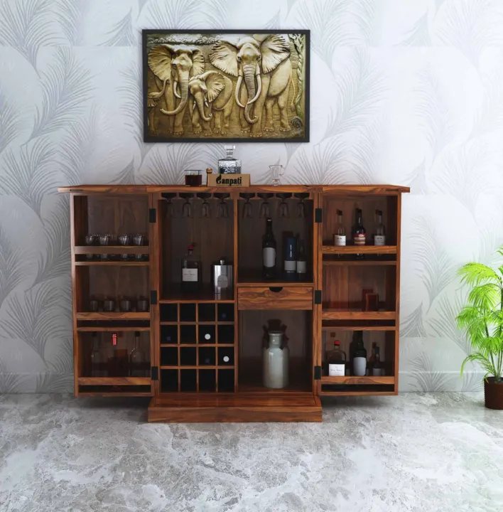 Hawser Mini Home Bar/Wine Cabinet in Solid Sheesham Wood | Daraz.pk