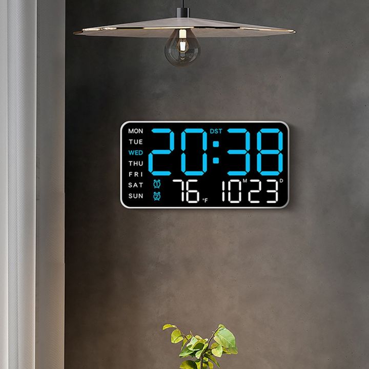Large Digital Wall Clock Week Date Temperature Display Voice Control ...