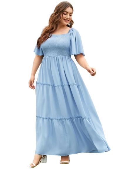 Bust Shirred Raffle long frock for woman | Daraz.lk