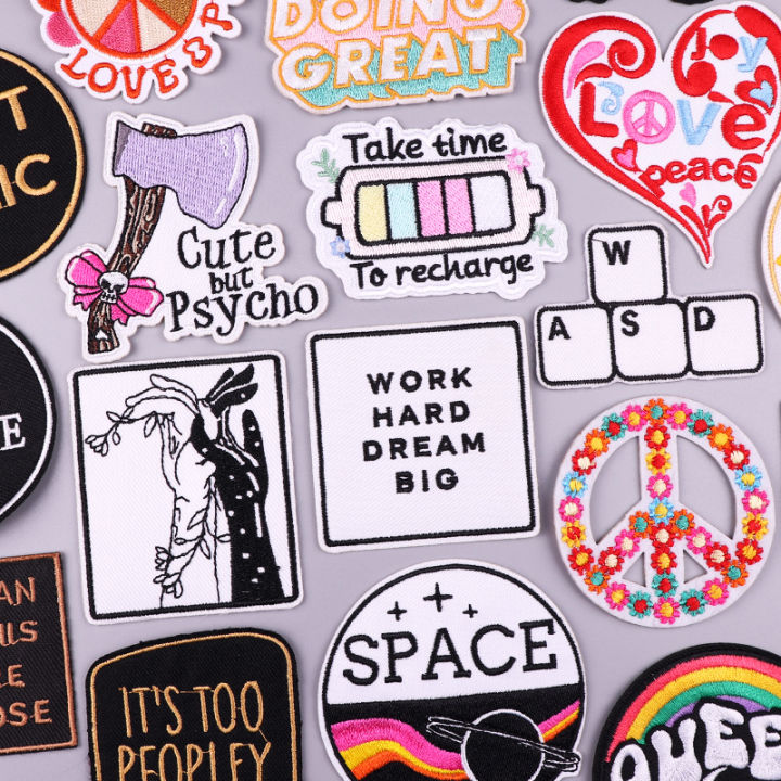 Work Hard Dream Big/Letter Slogan Patch Iron On Patches Cartoon Letter ...