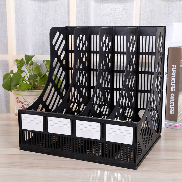 Office Supplies File Rack Quadruple Plastic Bookshelf Desktop Data ...
