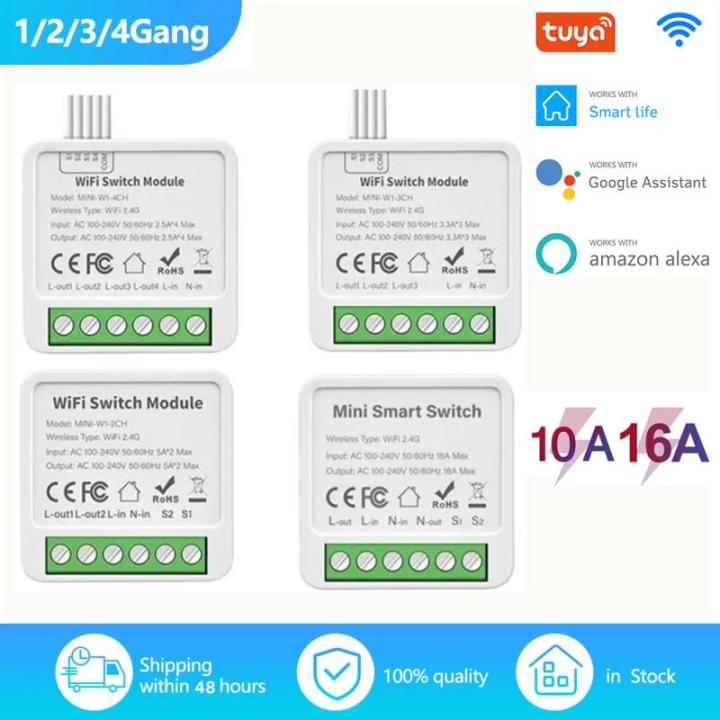 Tuya WiFi Smart Switch 1/2/3/4 Gang 2-way Control Light Breaker Mini ...