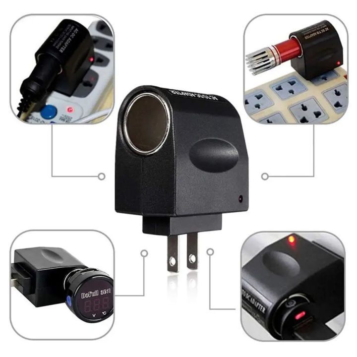 AC Adapter With Car Socket Auto Charger EU US Plug 220V AC To 12V DC ...