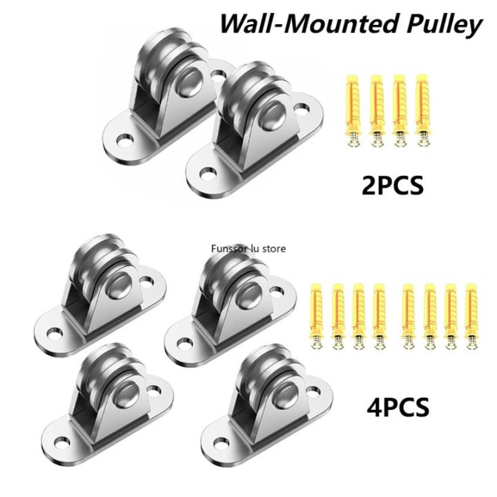2/4Pcs Heavy Duty Fixed Pulley Detachable Pulley Block Kit Wall-Mounted ...
